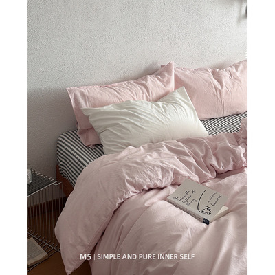 少女茶粉100全棉纯棉床上四件套