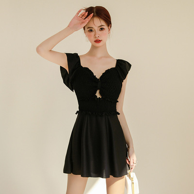 连体泡温泉性感保守女遮肚显瘦女