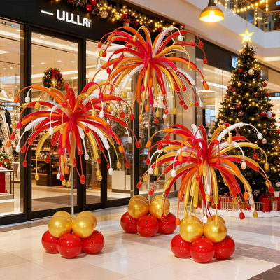 烟花长条气球立柱2026马年新年装饰品过年门店场景氛围布置道具