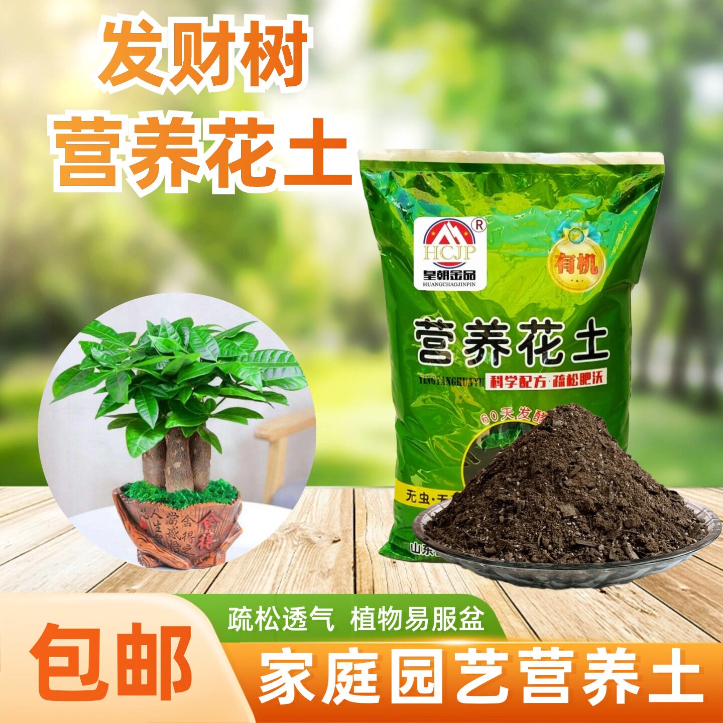 发财树营养花土室内客厅办公室盆景栽养花专用翻换疏松透气种植土