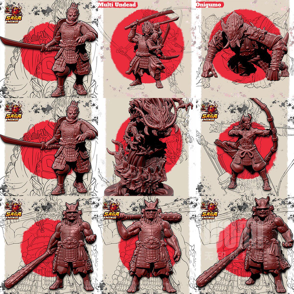 【鬼之黎明I】人类 足轻 武士 鬼蜘蛛 蛮兵 恶鬼跑团桌游棋子模型