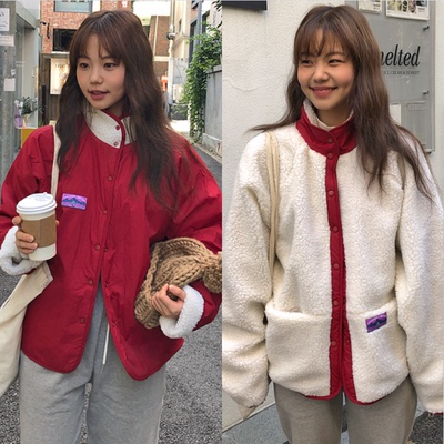 【cuckoo】韩国官网代购 from beginning正反两穿立领加绒棉服外