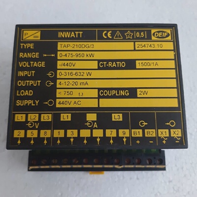 DEIF TAP210DG3 INWATT TRANSDUCER 254743.10 RANGE 0475950KW V