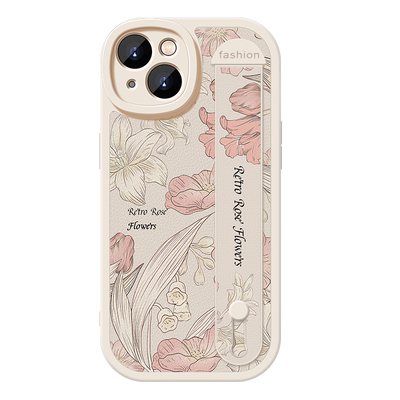 适用苹果xsmax手机壳iphonexs复古花卉iPhonex新款xsMAX小羊皮硅胶软壳xr高级防摔全包保护套男女款支架腕带