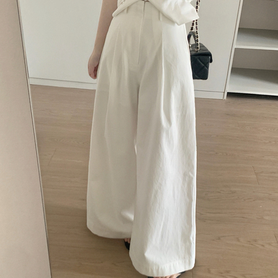 poisooo-莱赛尔天丝麻料阔腿裤休闲裤(裤型很绝)PS68192