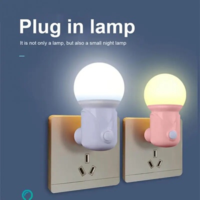 LED Plug Night Light Children Bedside Lamp Wall Socket Lamp