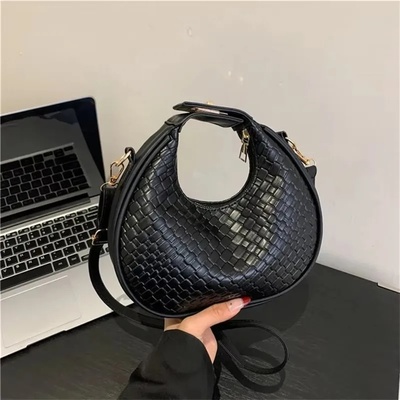 PU Leather Shoulder Bag Fashion Solid Color LatticeCrossbody