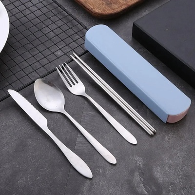4Pcs/Set Stainless Steel Chopsticks  Spoon Fork Steak Knife