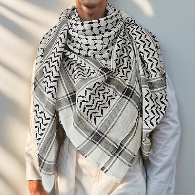 Traditional Arafat Kuffiyeh Palestinian Black and White Arab