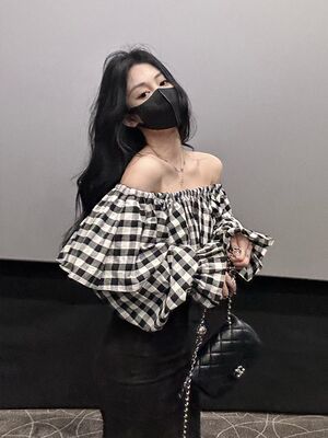 法式复古格子一字肩长袖上衣女秋季2026新款设计感气质荷叶领衬衫