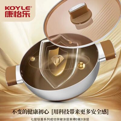 康怡乐不锈钢双耳汤锅家用煮粥煲汤锅有钛无涂层不粘锅磁炉通用锅