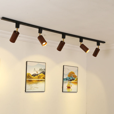 26款中古风胡桃木纹可调轨道射灯