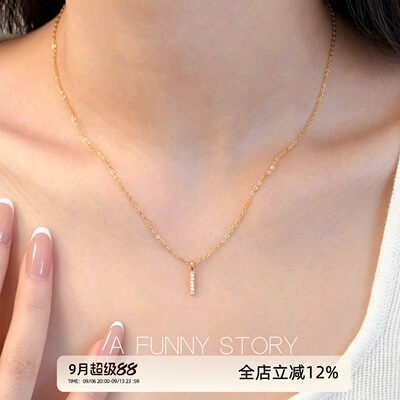 纯银项链锆石镶嵌吊坠女款锁骨链