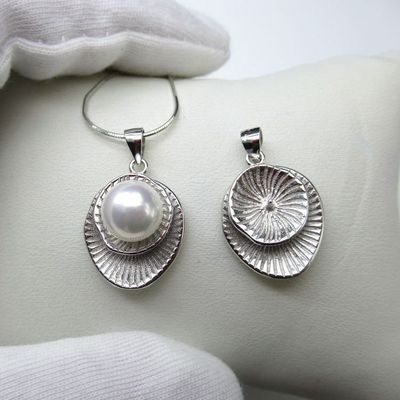 纯银项链坠子单吊坠女款不含链简约日韩单颗925银饰珍珠项坠配饰