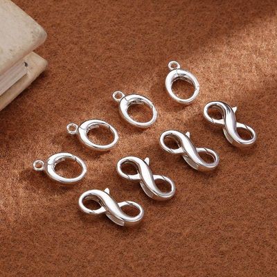 冠生银饰 S925纯银龙虾扣弹簧扣珍珠链尾扣双头扣diy银饰扣头配件