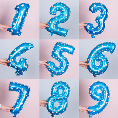宴会派对婚礼数字蓝色铝膜气球