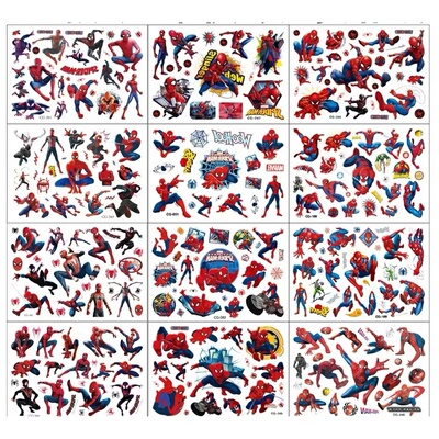 儿童纹身贴纸水印卡通防水安全无毒蜘蛛侠蝙蝠侠黄人男孩文身贴画