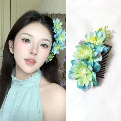 精灵绿色花朵发梳耳边发饰女头花