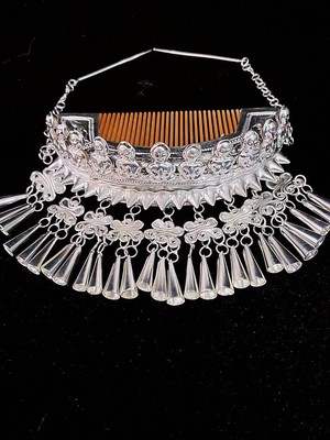 苗族头饰民族风双面菩萨舞蹈发簪银饰复古流苏梳子古风