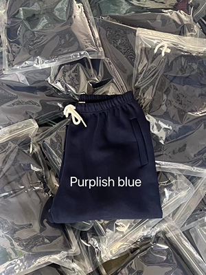 春款 韩国运动长裤抽绳束脚慵懒舒适牛奶丝卫裤宽松藏蓝色休闲裤