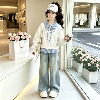 女大童秋套装洋气时髦卫衣牛仔裤