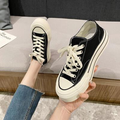 厚底帆布鞋女2024年春季新款