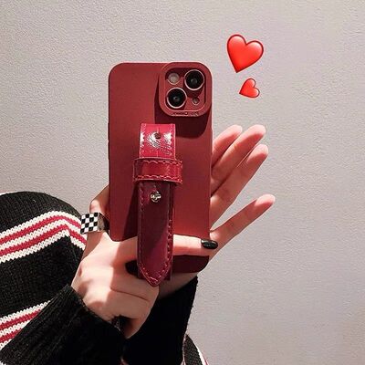 酒红腕带华为p50pro硅胶ins