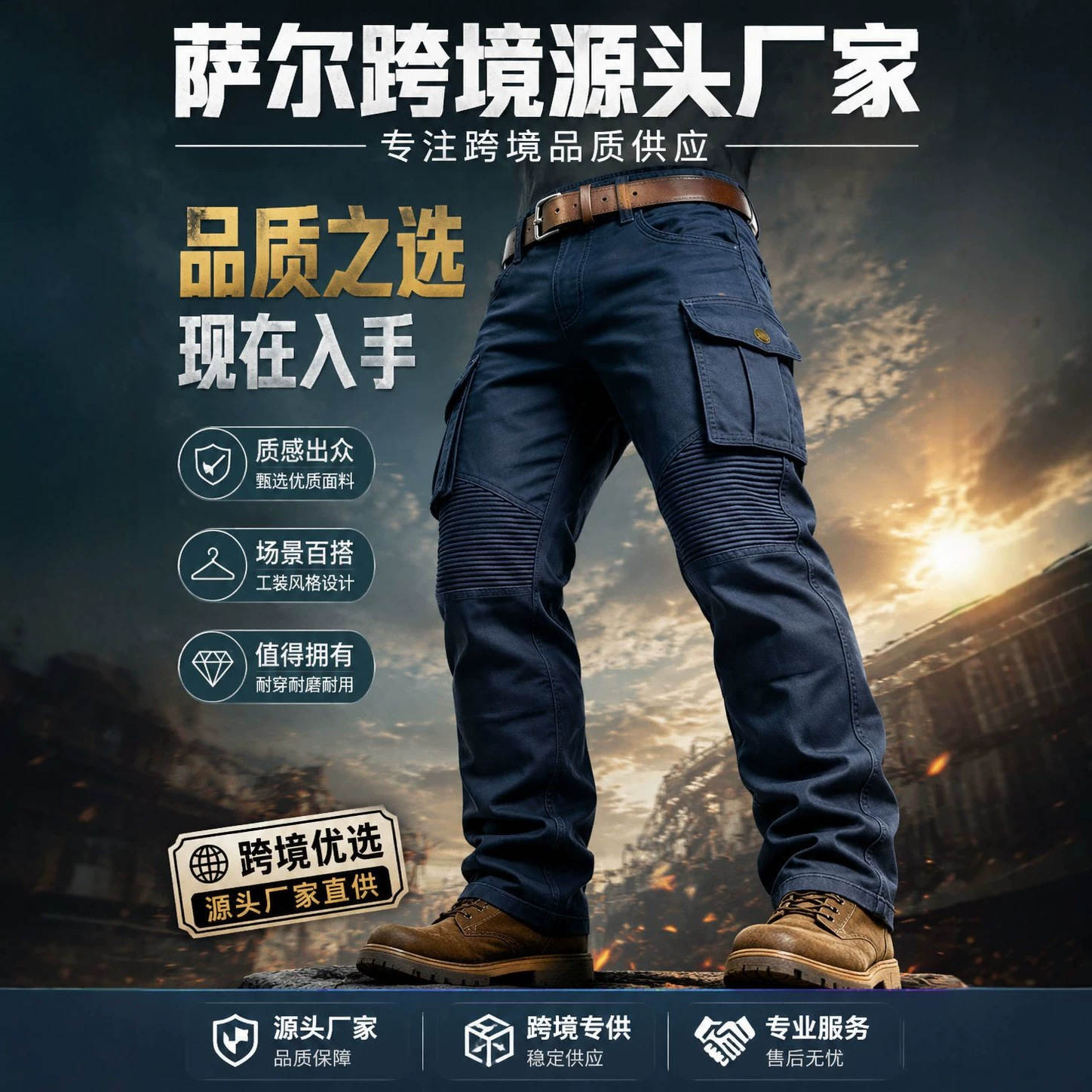 100%棉外贸战术户外爬山运动春秋季男士休闲拼接条纹多口袋工装裤
