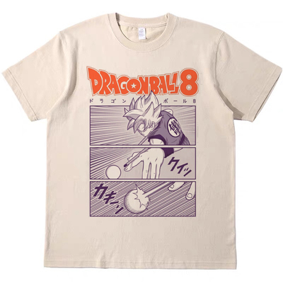 悟空打台球 直喷印花T恤复古vintagetee男女宽松休闲短袖tshirt