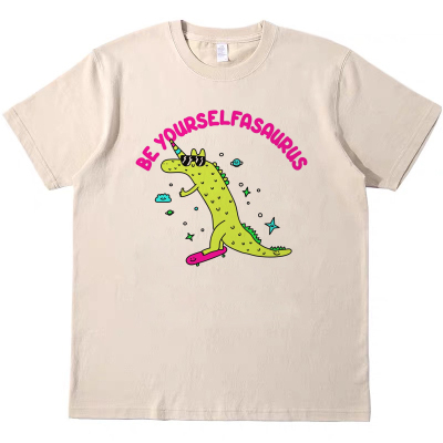 做你自己 趣味直喷印花T恤复古vintagetee男女宽松休闲短袖tshirt