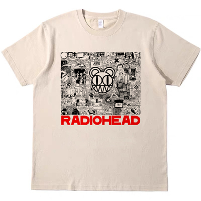 RADIOHEAD电台司令摇滚乐队 美式T恤显白男女情侣纯棉宽松短袖tee