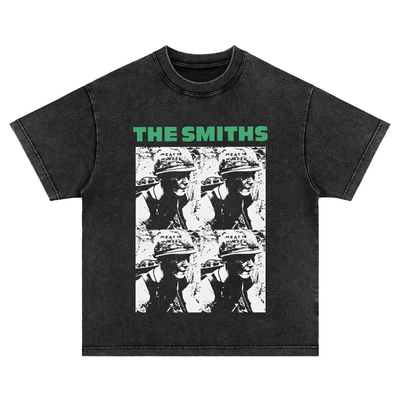 The Smiths摇滚乐队 美式vintage水洗做旧重磅纯棉宽松长短袖T恤