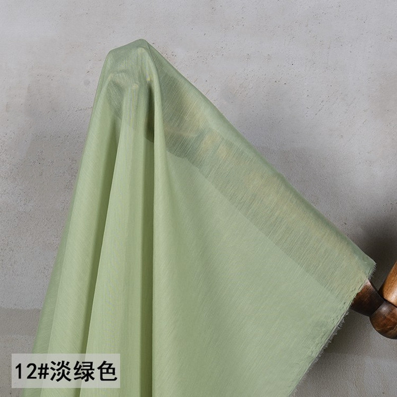 芽绿色天丝丝棉里衬布料 轻薄微透无弹透气里子衬衫汉服防晒面料