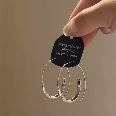 金属冷淡风银色素圈耳环女小众设计感高级耳钉个性简约耳饰气质款