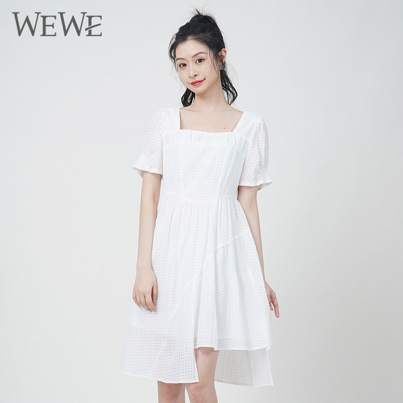 WEWE唯唯夏季新品女装简约大气清纯时尚女士连衣裙温柔优雅