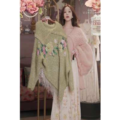 0131直播285新年焕新新品绿野仙踪水晶刺绣上衣裙子2件套80-120