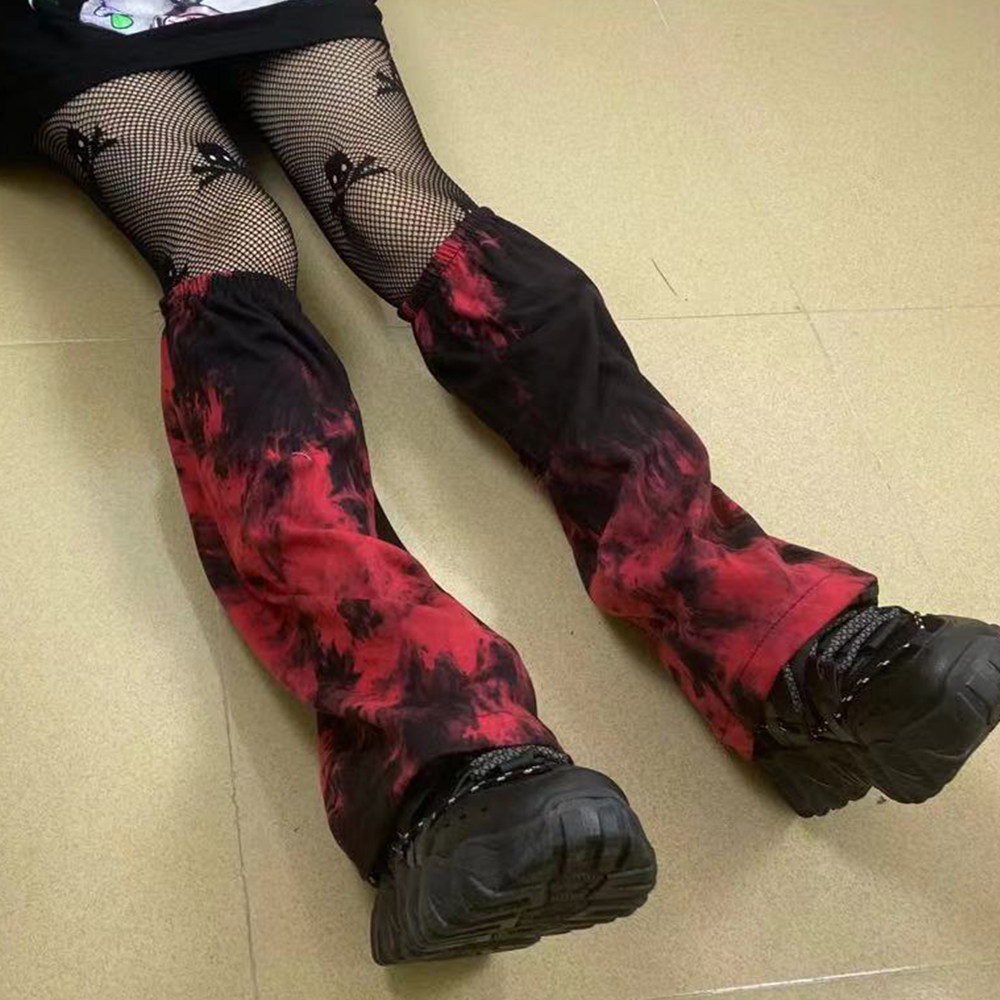 土酷辣妹扎染脚套暗黑萝莉超流腿套哥特血腥朋克新品日系防晒袜套