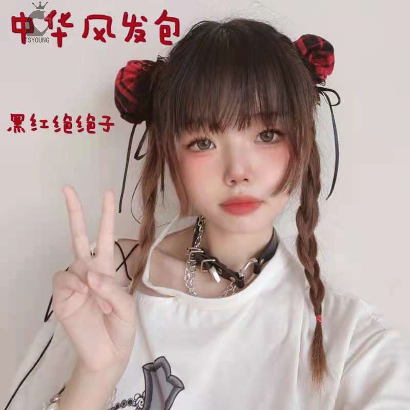Y2KLolita超萌发包春丽同款中华功夫包丸子发夹可爱国风头饰发饰