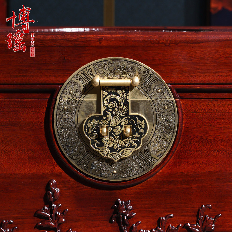 博瑶香樟木箱实木婚嫁书画嫁妆箱结婚收纳储物箱衣箱陪嫁龙凤箱子