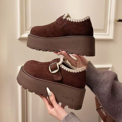 2026法式复古时尚厚底增高勃肯加绒秋冬新款圆头软底百搭休闲棉鞋