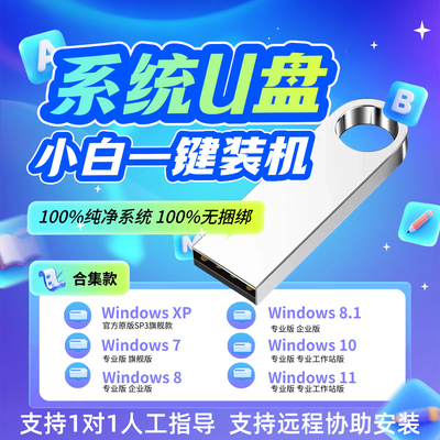 w10电脑重装系统u盘一键安装机W11纯净7启动PE优盘正版专业维修