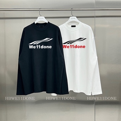 重磅330G纯棉WE11DONE TRACK小众潮牌男士情侣打底衫上衣长袖T恤