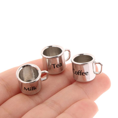 1:12娃娃屋迷你场景OB11配件道具DIY 银色小水杯口杯茶杯微缩模型