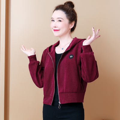春秋洋气休闲连帽夹克外套女百搭