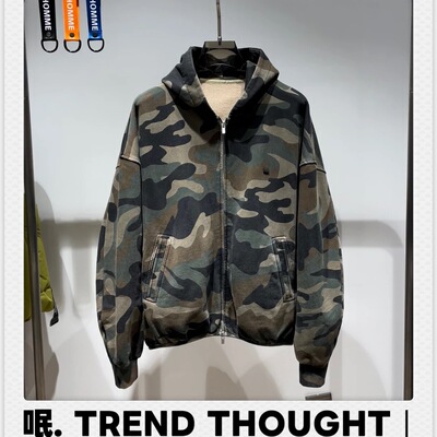 呡. TREND THOUGHT丨JVFIVE迷彩复古宽松连帽外套卫衣