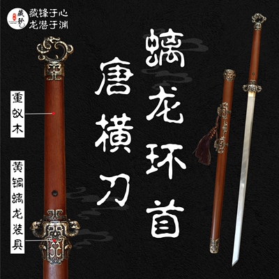 龙泉传统唐横刀一体花纹钢螭龙铜装环首刀收藏礼品刀长刀未开刃