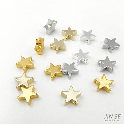 铜五角星星通孔散珠diy手工饰品