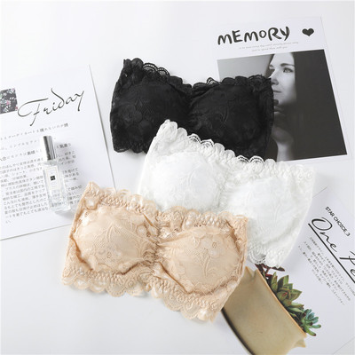 sexy summer women strapless bra lace top camisoles seamless