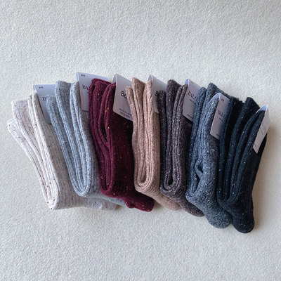 新款点子纱羊毛中筒袜秋冬保暖