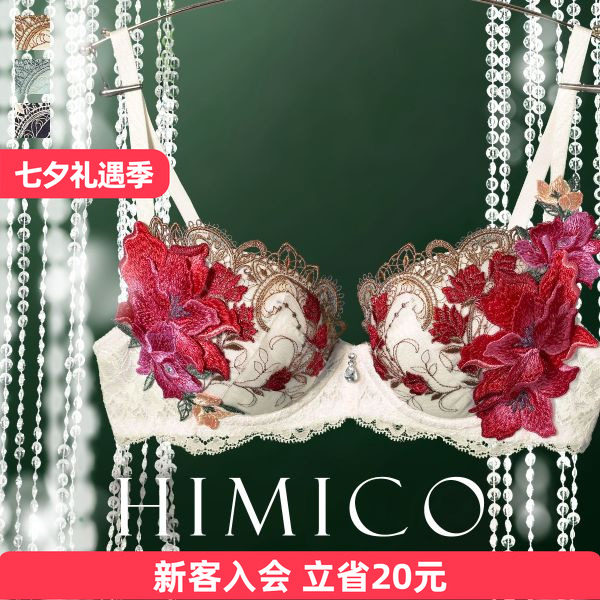 HIMICO内衣女聚拢小胸显大收副乳性感重工立体刺绣蕾丝文胸罩031